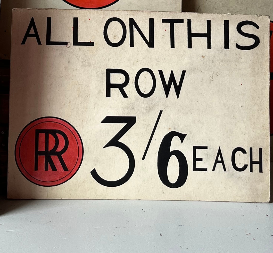 Vintage Shop sign, 'All On This Row' – Lost and loved